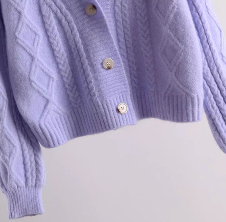 Handmade Pastel Purple Knit Sweater Hand-knit Cardigan - Etsy