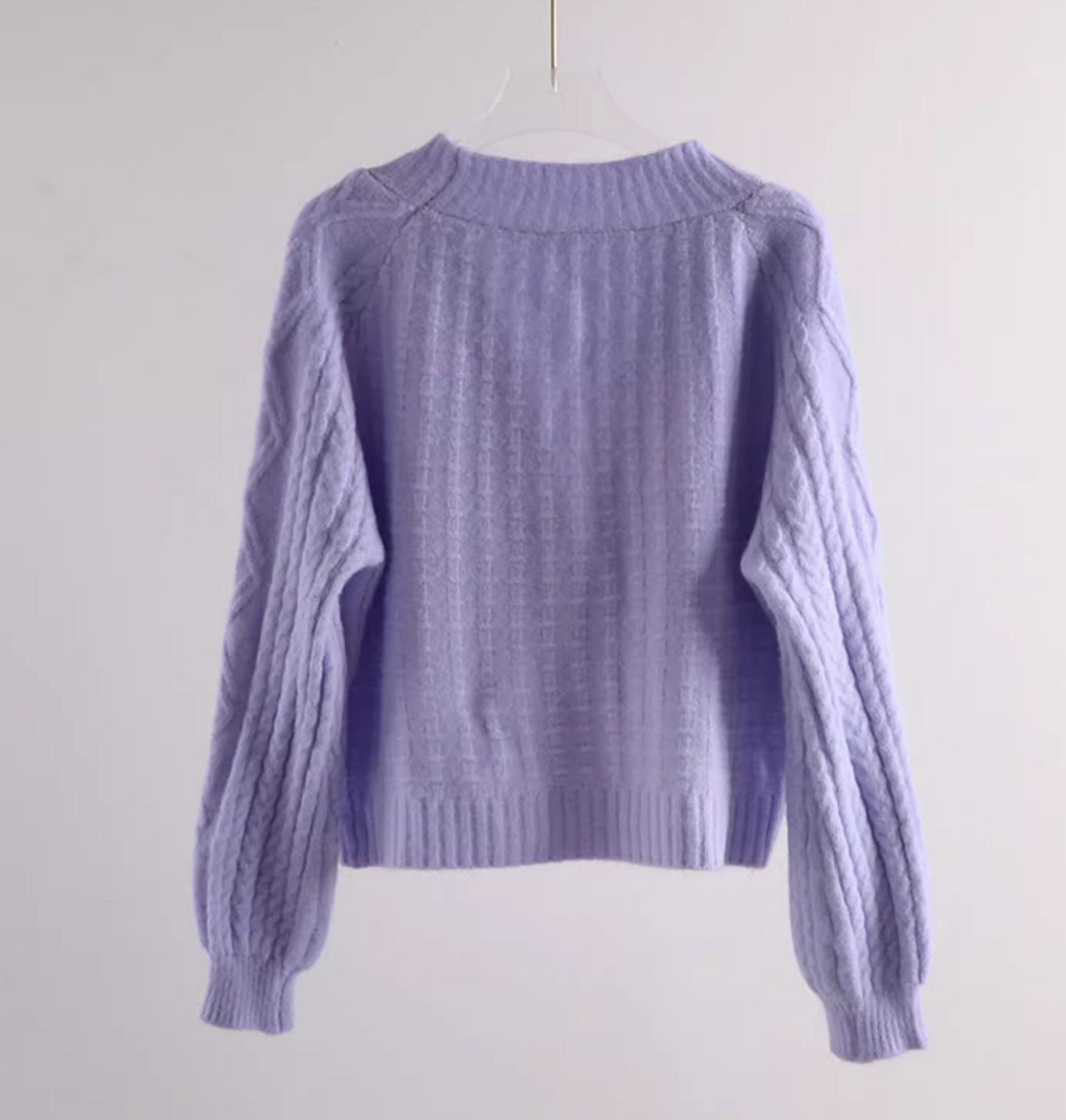 Handmade Pastel Purple Knit Sweater Hand-knit Cardigan - Etsy