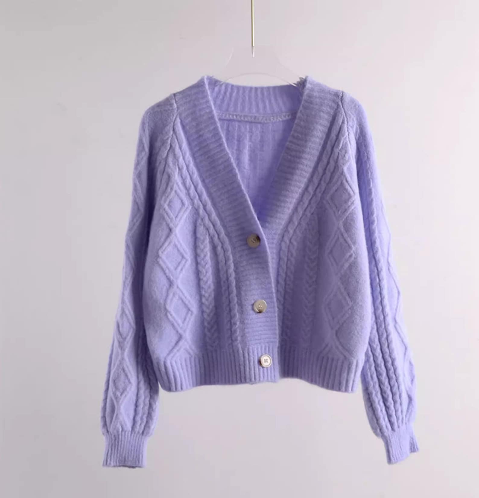 Handmade Pastel Purple Knit Sweater Hand-knit Cardigan - Etsy