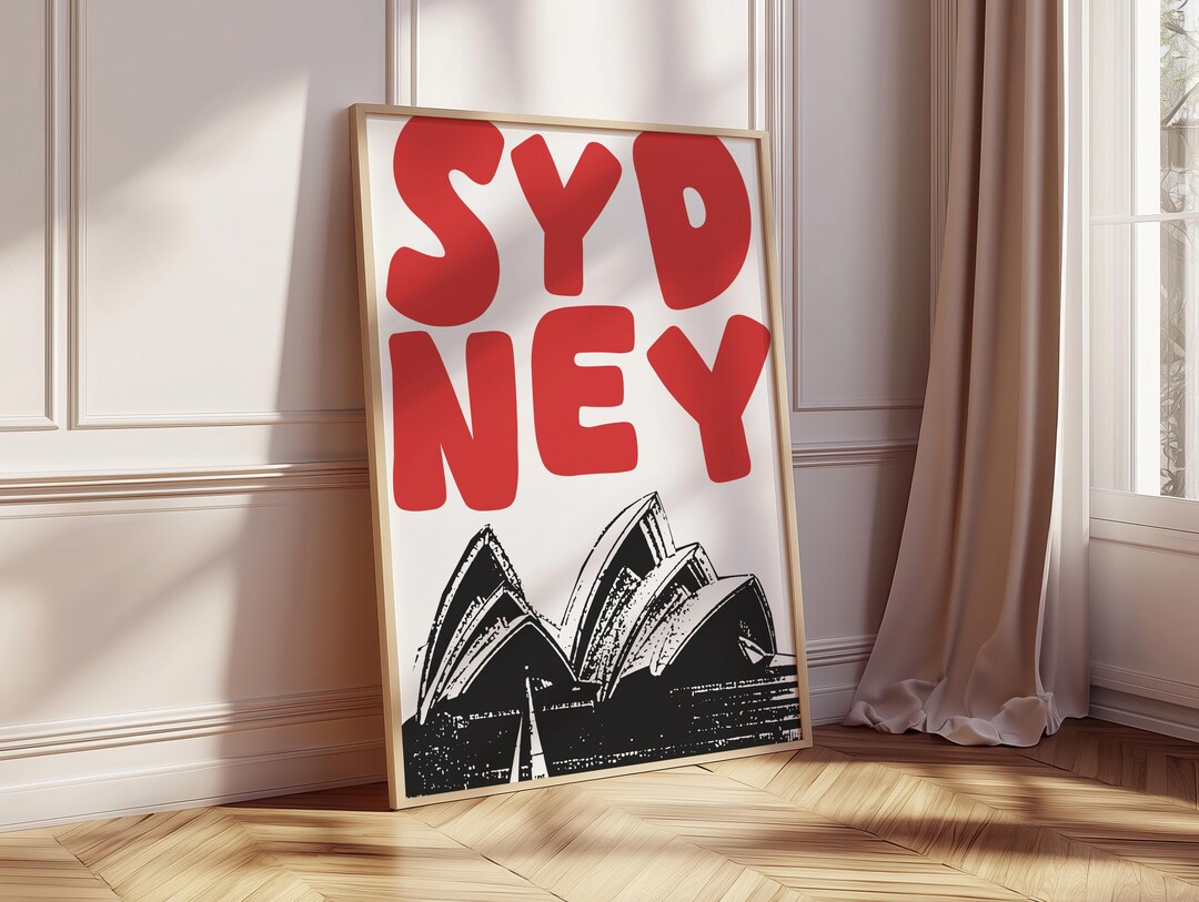 Sydney Art Print Opera House Minimalist Wall Art Australia Poster Retro ...