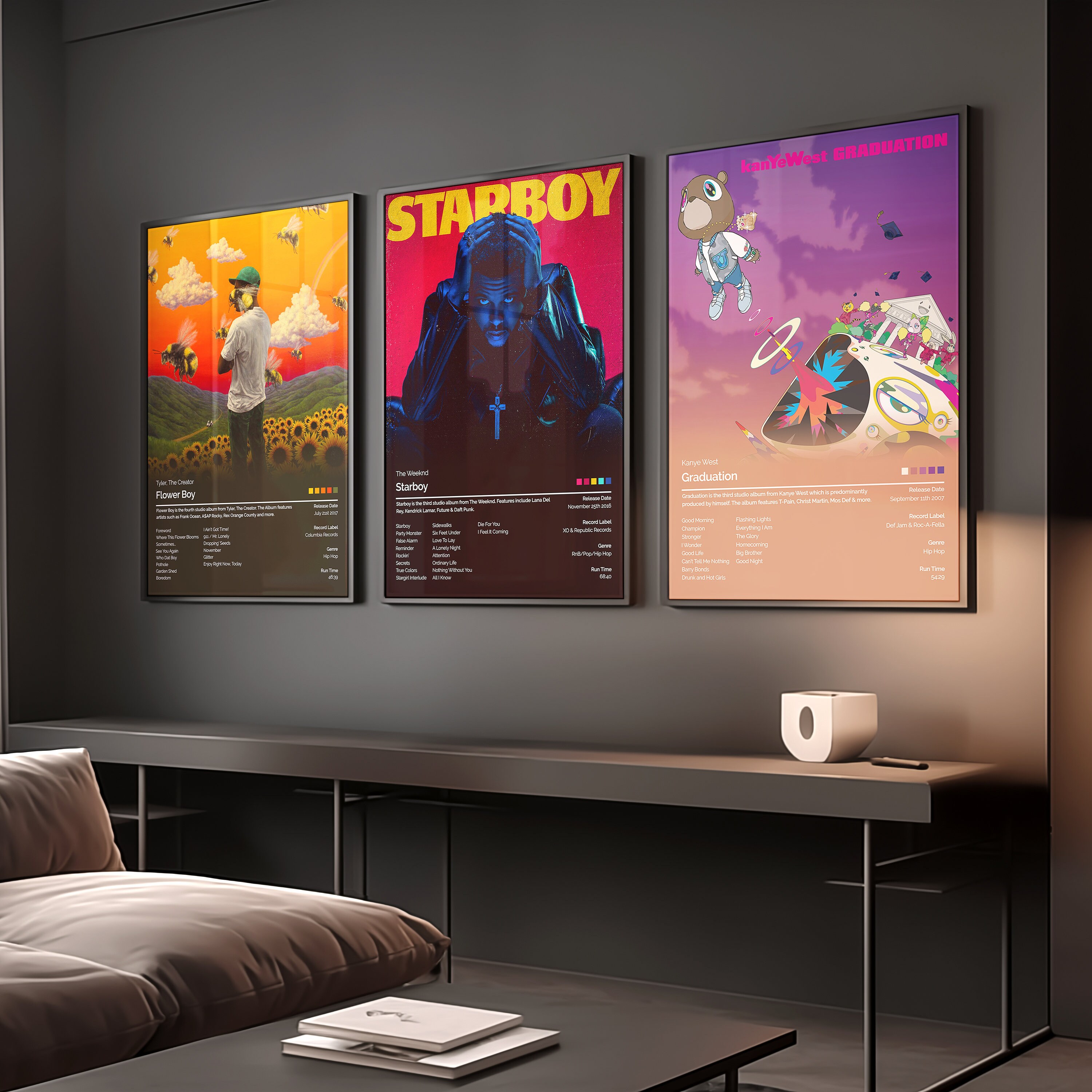 Set of 3 Custom Album Poster Wall Art Home Decor Custom Music Gift ...