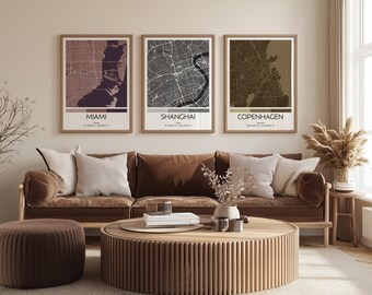 Set of 3 Custom Maps, Our Story Map Set, Where We Met Map, First Date ...