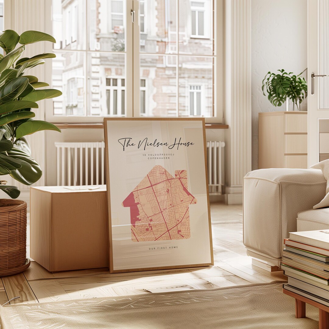 Custom New Home Gift – Personalised House Map Print, First Home Wall ...