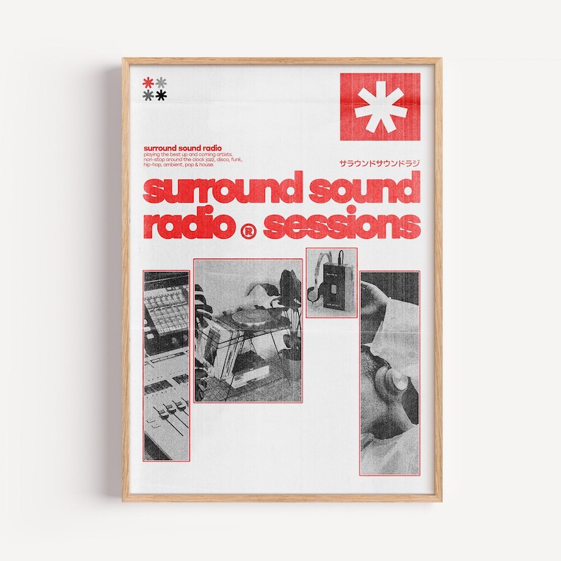 Music Ad Poster - Surround Sound Radio Sessions - Record Player ...