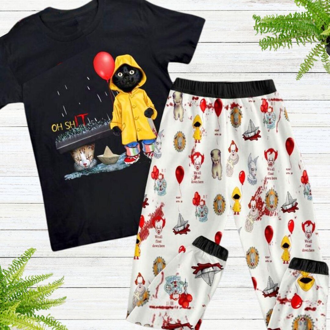Halloween Pennywise IT Cat Pajamas Set, Funny Pennywise Shirt, Horror ...