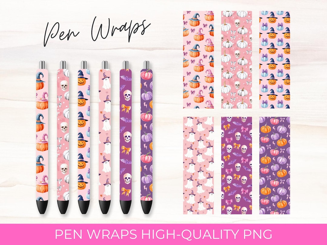 Halloween Pen Wraps: Spooky Pumpkin, Ghost, Skull Designs (digital ...