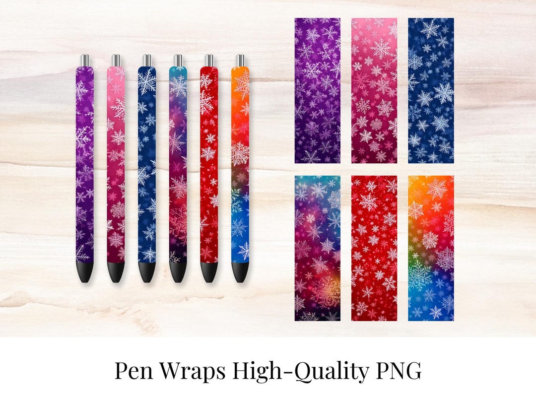 6 Frost Snow Pen Wrap PNG Bundle Winter Pen Sublimation Designs ...