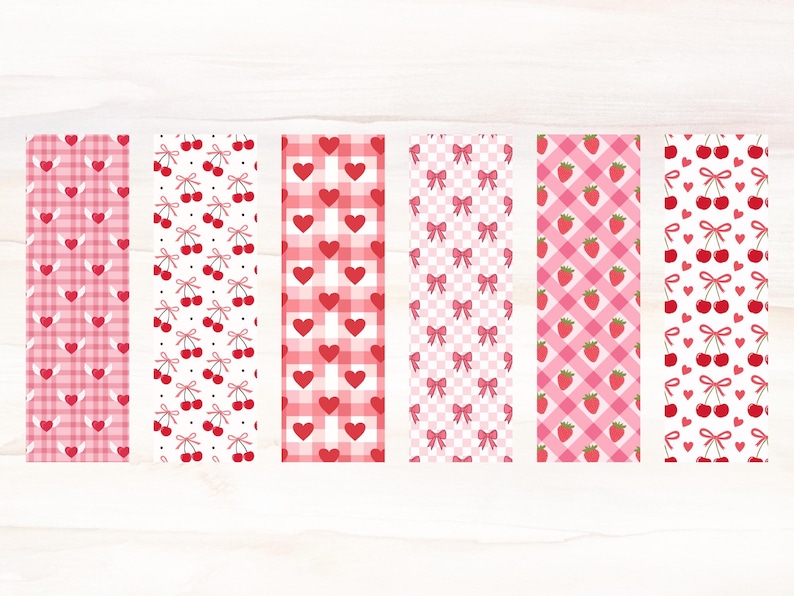 6 Coquette Patterns Pen Wraps Cute Pen Wrap Designs Bundle Cherry Bow ...