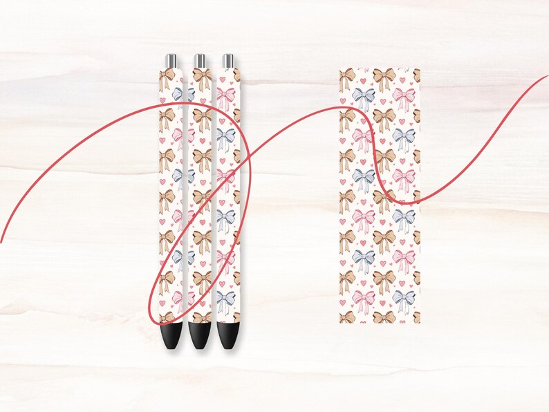 Coquette Bows Pen Wraps, Cute Pattern Designs (digital Download) - Etsy