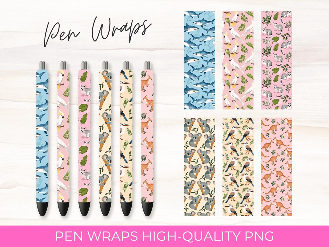 6 Australian Animals Pen Wraps Cute Pen Wrap Designs Bundle Cherry Bow ...