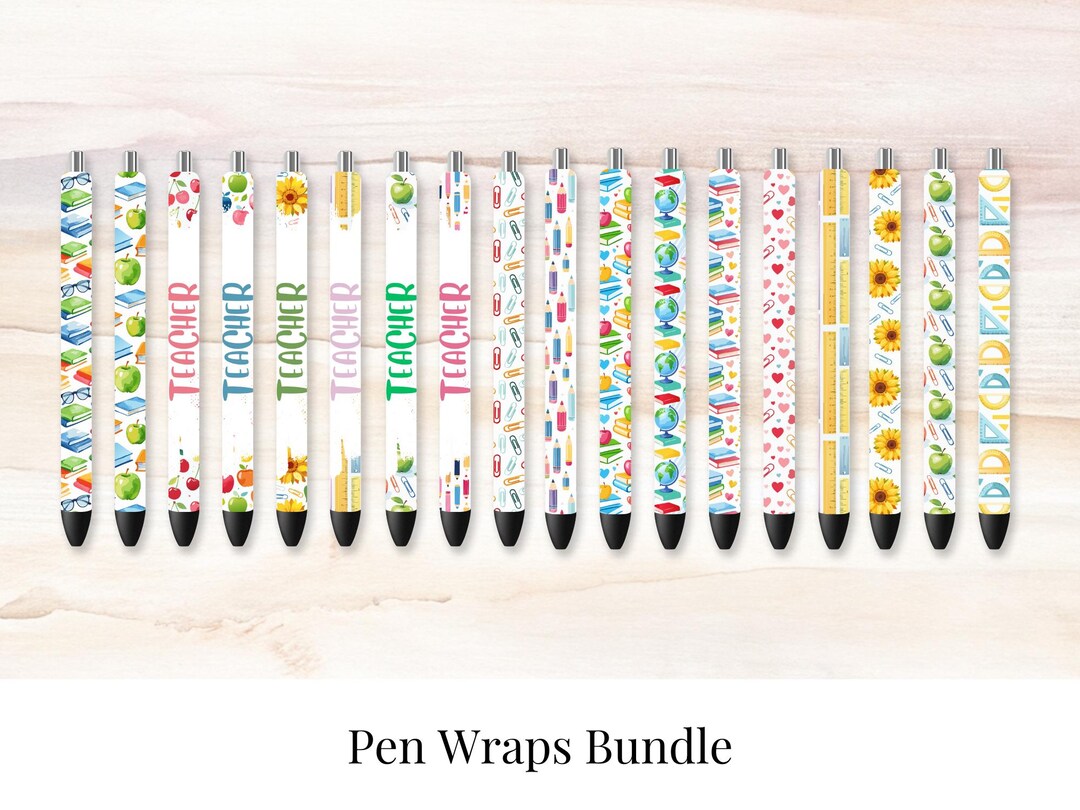 School Teacher Pen Wrap Designs: Books & Apples Pattern (digital ...