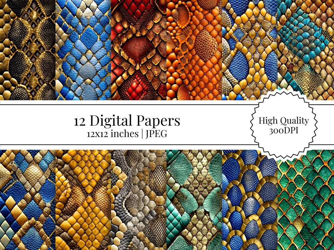 12 Snake Skin Digital Papers 12x12 Inches Designs Seamless Animal Skin ...