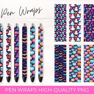 Halloween Pen Wrap Designs: Pumpkin Skull Sublimation Bundle (PNG ...