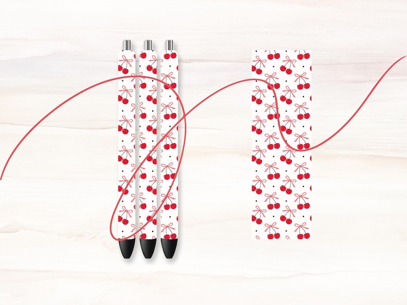 6 Coquette Patterns Pen Wraps Cute Pen Wrap Designs Bundle Cherry Bow ...