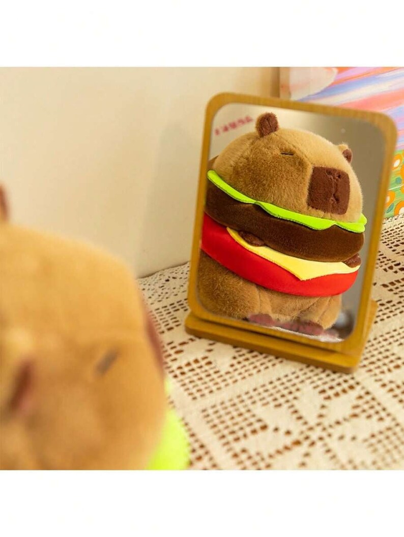 Cute Capybara Hamburger Plush Toy, Stuffed Aquatic Pig Toy, Cushion ...
