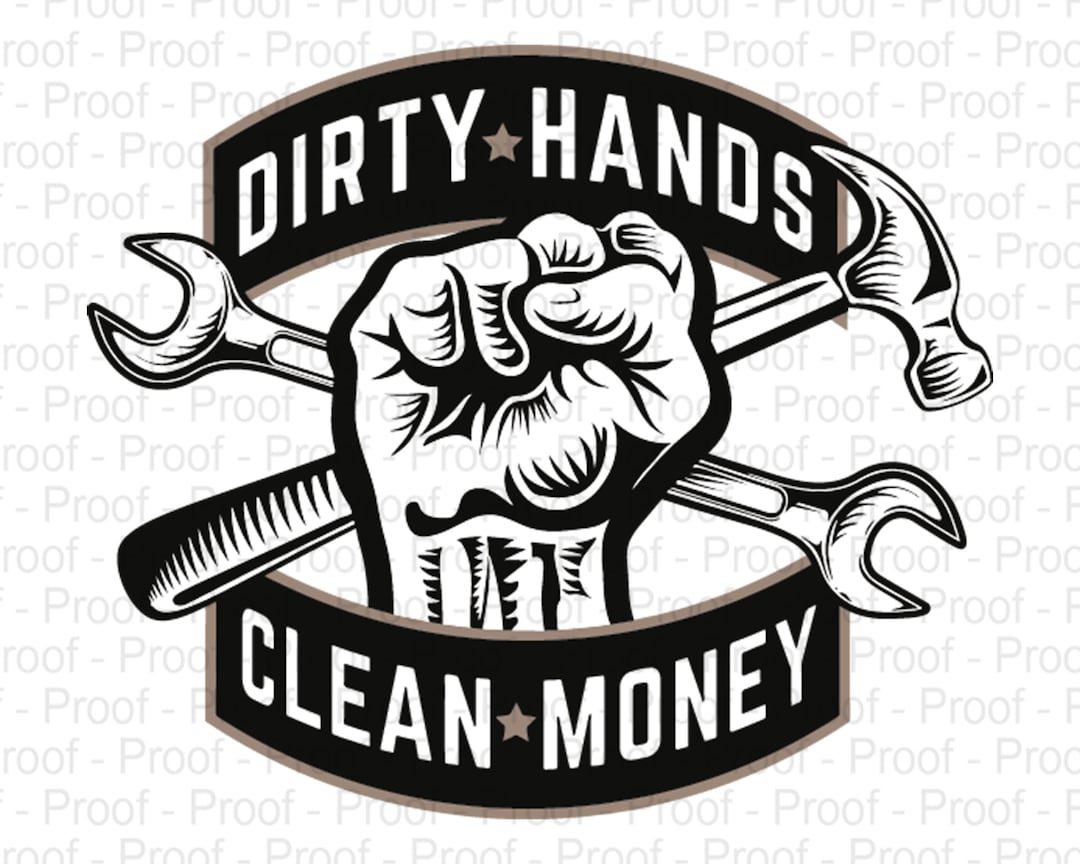 Dirty Hands Clean Money Svg. Hand Skull Holding Money Svg. Mechanic Svg ...