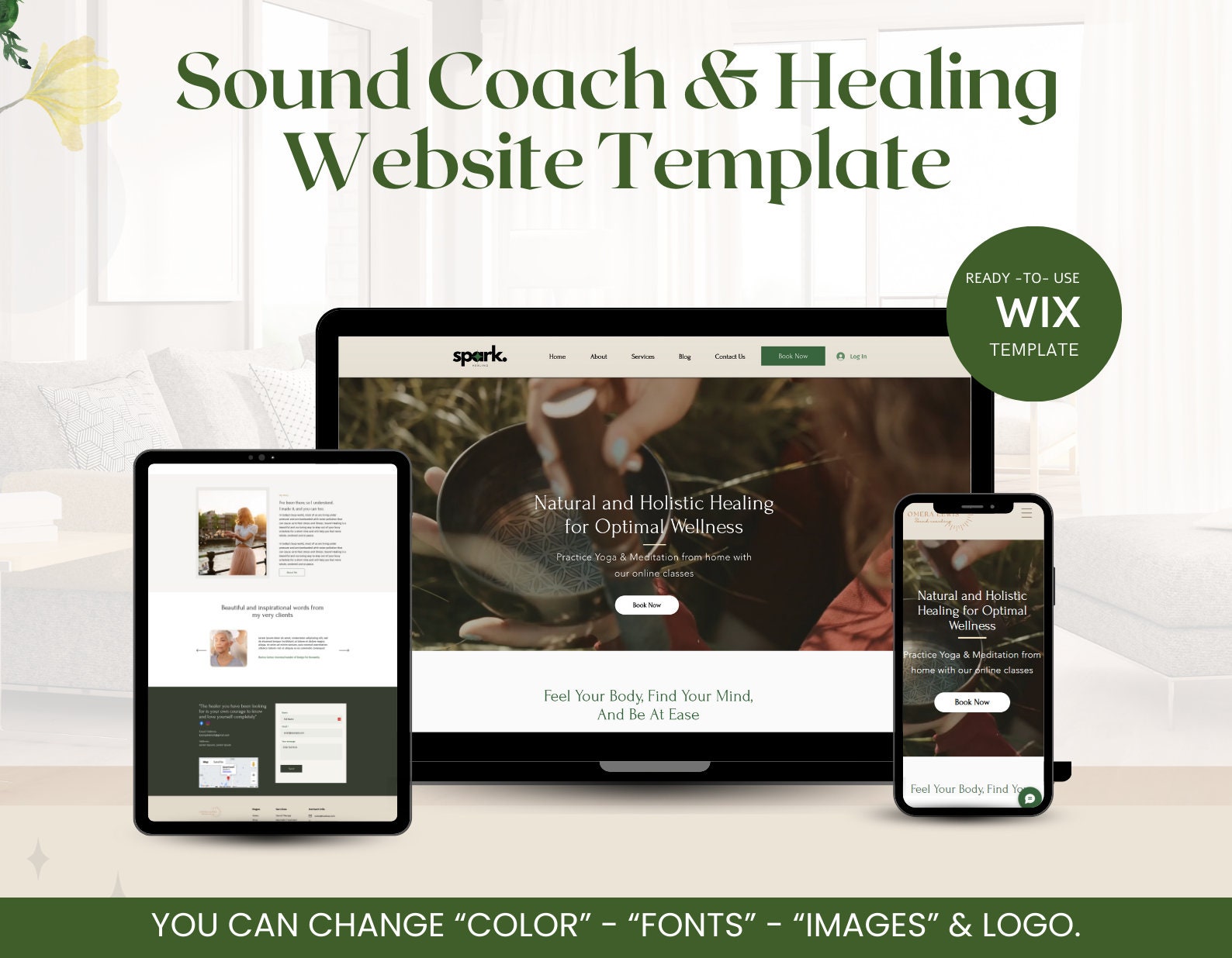 Sound, Healing & Spirtual Coach Wix Website Template | Modern Minimalist Wix Theme for Coaches ...