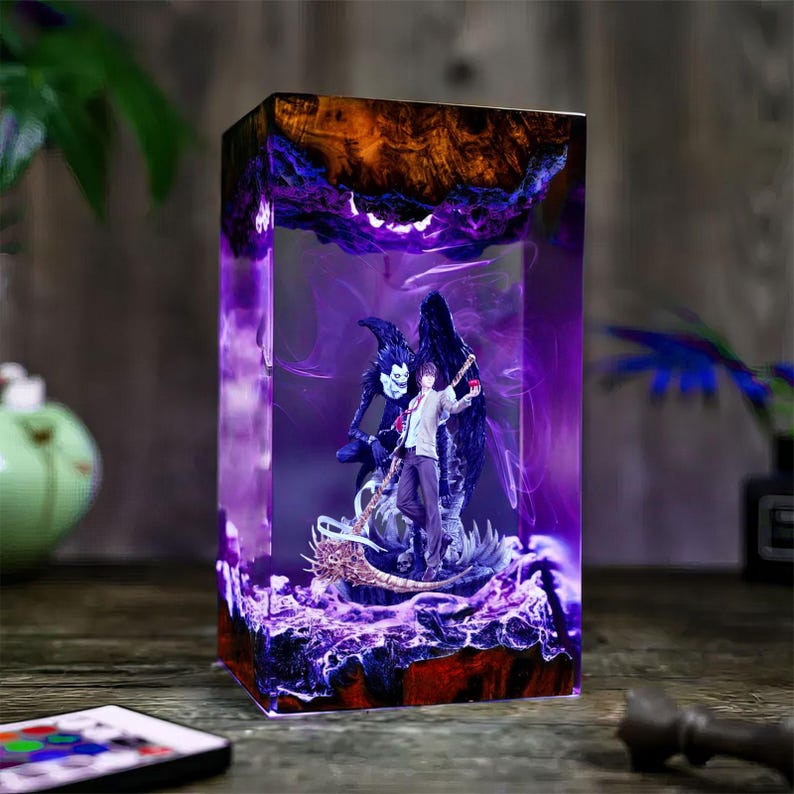 Custom Resin Lamp, Death Note Resin Lamp, Ryuk Diorama Lamp Fantasy ...