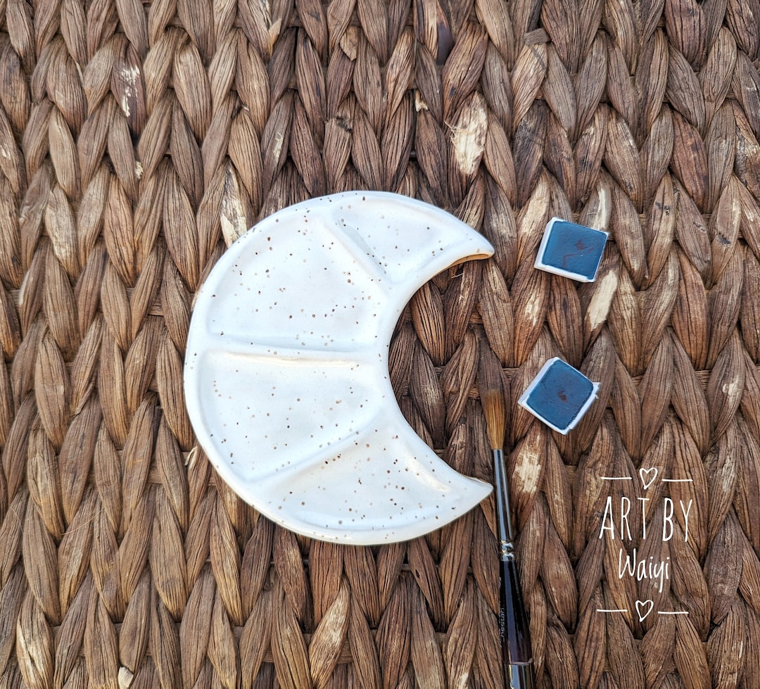 Ceramic Moon Palette - Handmade Ceramic Watercolor Palette - Speckled ...