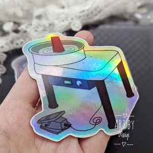 Holographic Pottery Wheel Stickers, Pottery Sticker, Potters Gift Idea ...
