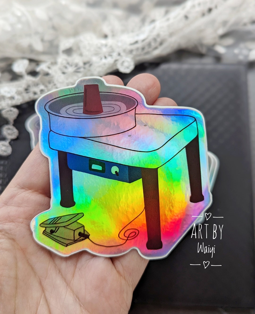 Holographic Pottery Wheel Stickers, Pottery Sticker, Potters Gift Idea ...