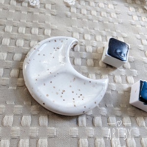 Small Ceramic Moon Palette - Handmade Ceramic Watercolor Palette ...