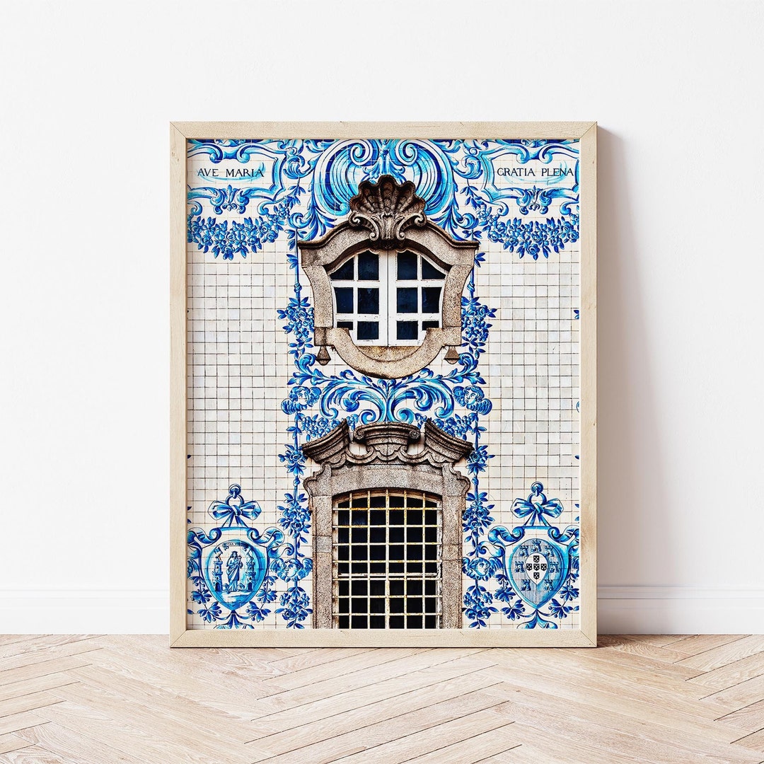 8"x10"porto Tiled Church Photo, Portuguese Tile Print, Blue and White ...
