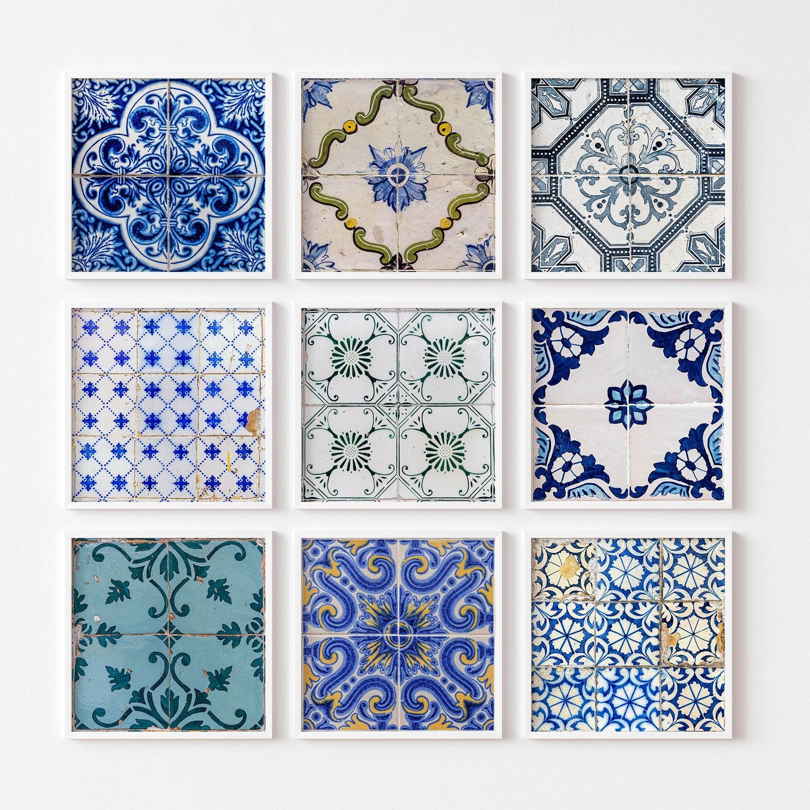Set of 9 Portuguese Tile Prints, Azulejo Photo Set, Portugal Print Set ...