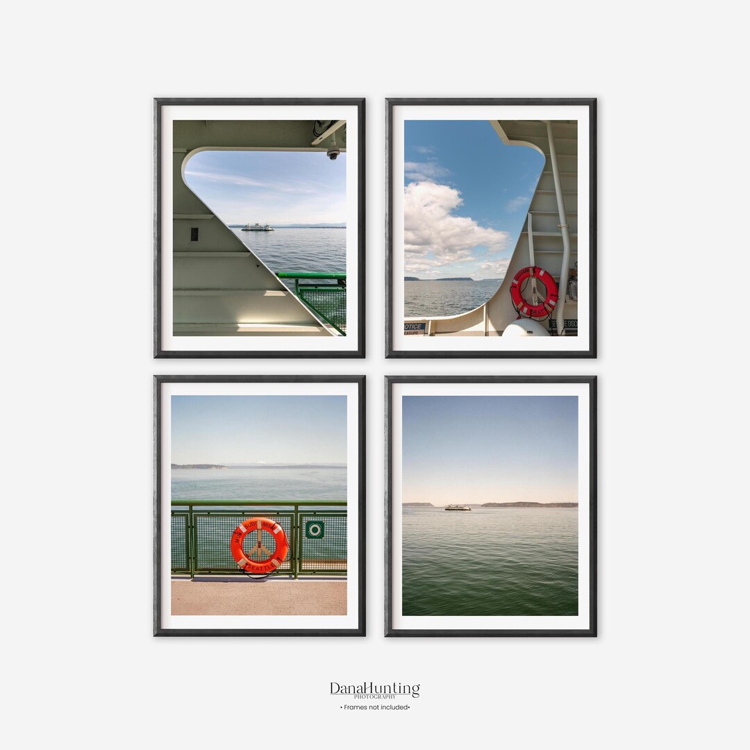 Washington Ferries Print Set of Four, Seattle Ferry Gallery Wall ...