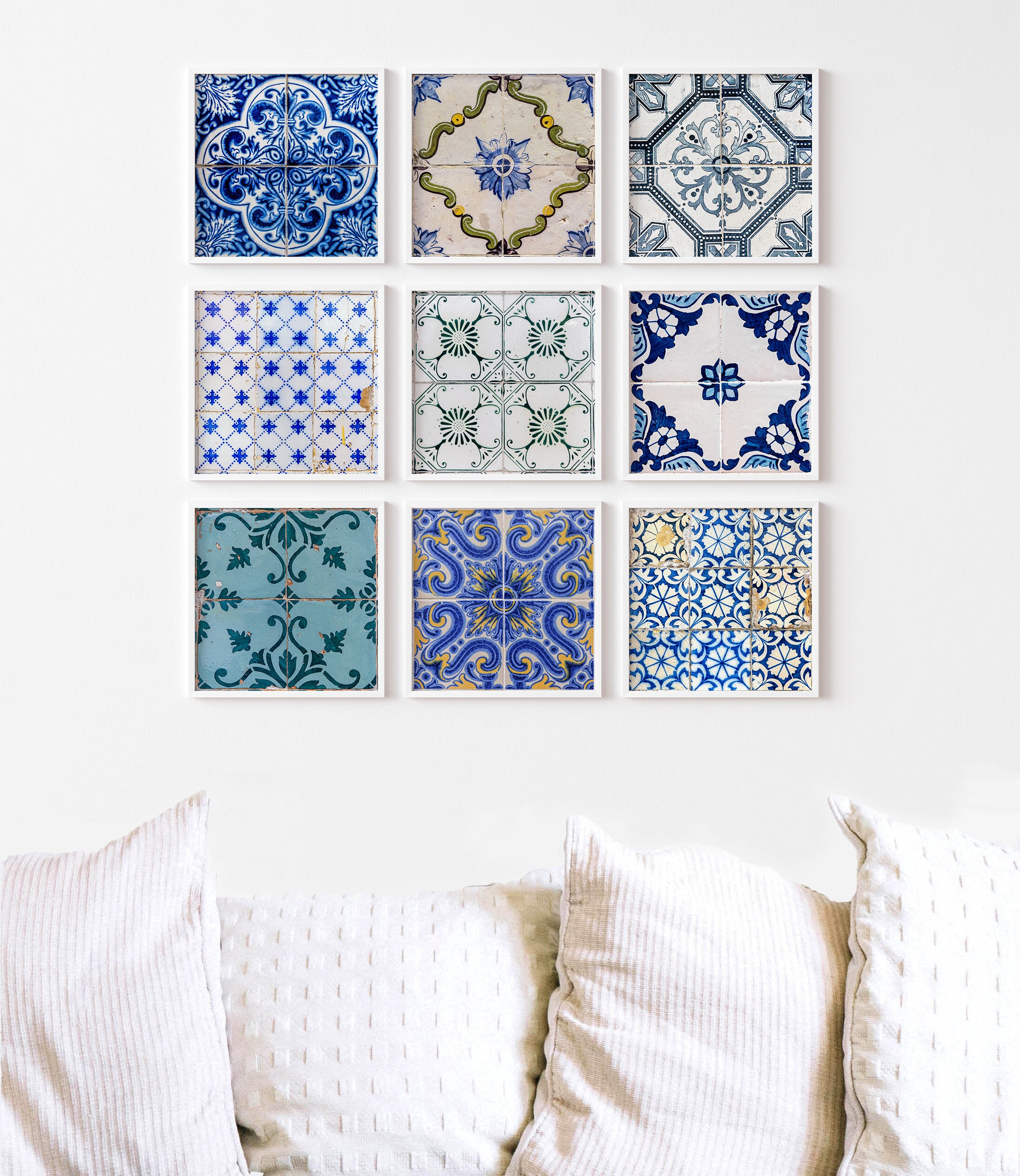 Set of 9 Portuguese Tile Prints, Azulejo Photo Set, Portugal Print Set ...