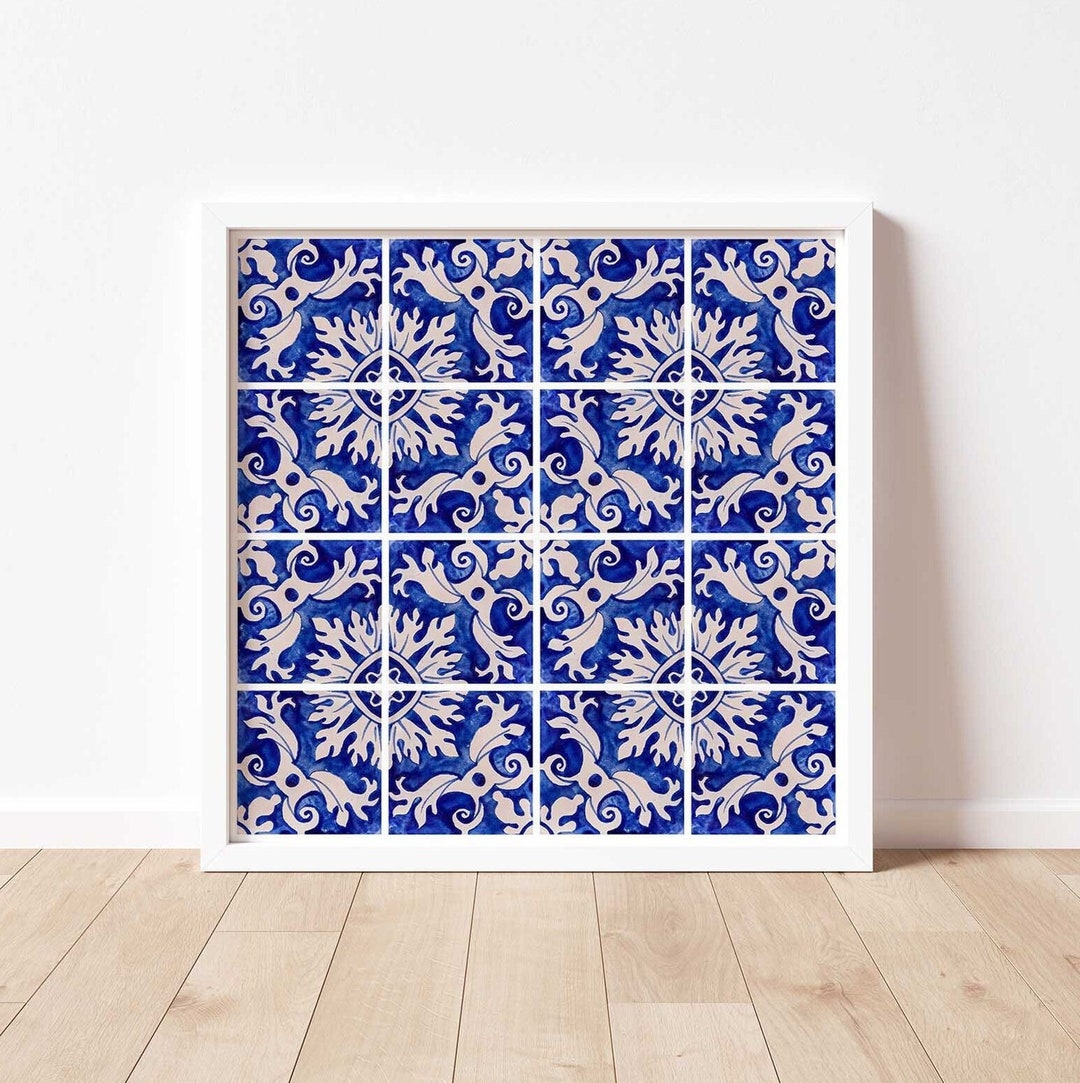 Portuguese Tile Art Print, Blue and White Azulejo Photo, Portugal Wall ...