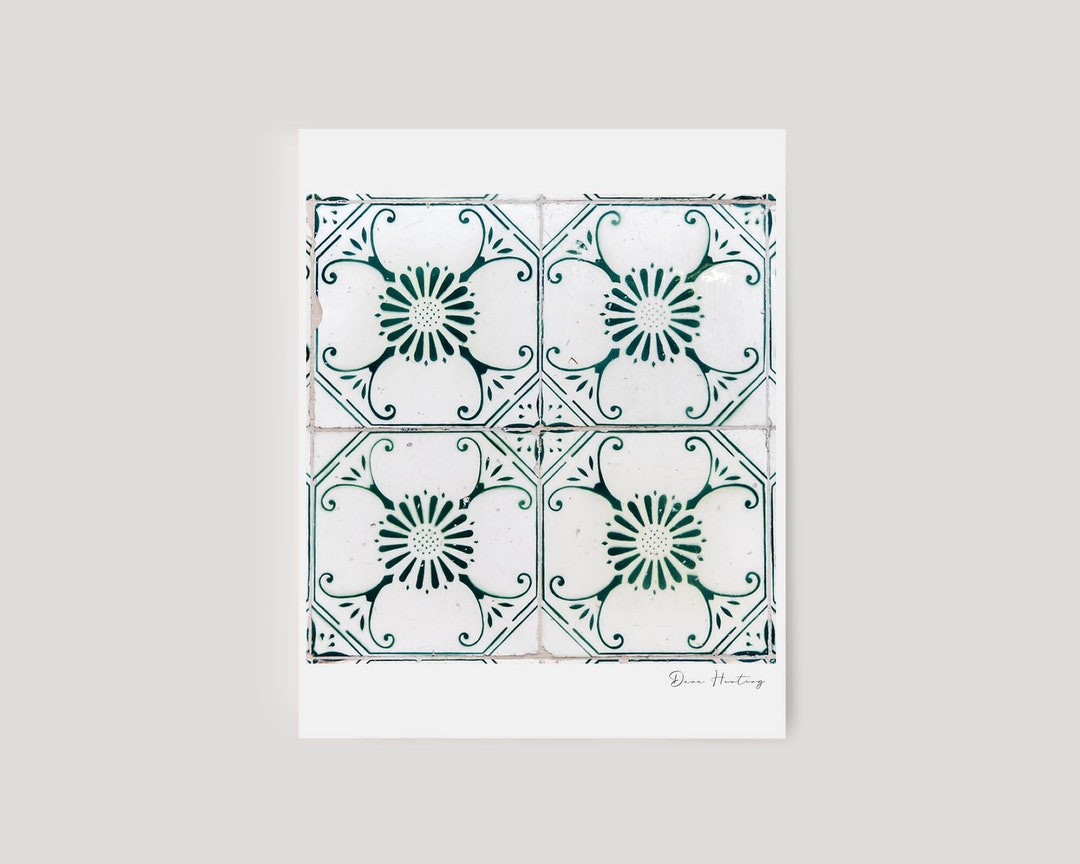 Emerald Green Portuguese Tile Print Portugal Azulejo Photo - Etsy