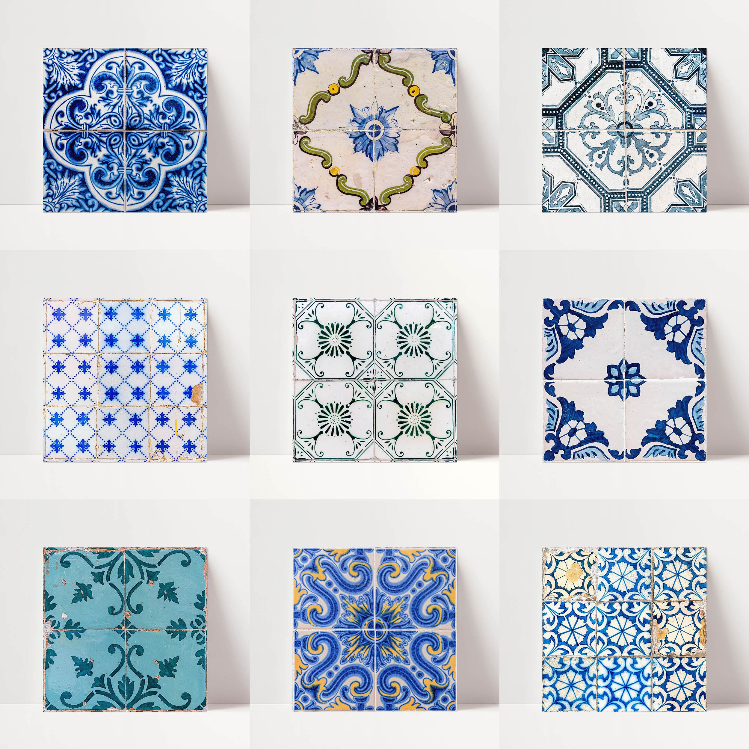 Set of 9 Portuguese Tile Prints, Azulejo Photo Set, Portugal Print Set ...