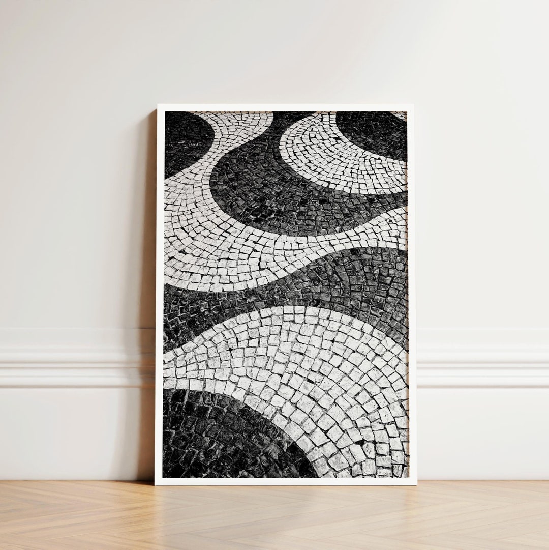 Lisbon Print, Black and White Portugal Photo, Portuguese Pavement ...