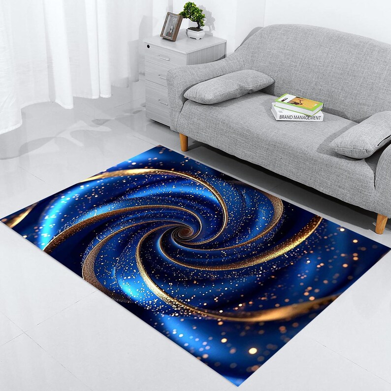 Abstract Rug, Navy Blue Patterned Rug, Elegant Rug, Glittering Rug ...