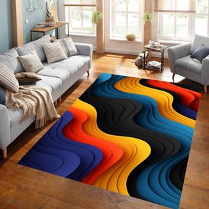Geometric Rug, Colourful Lines, Colourful Line Patterned Rug, Bedroom ...