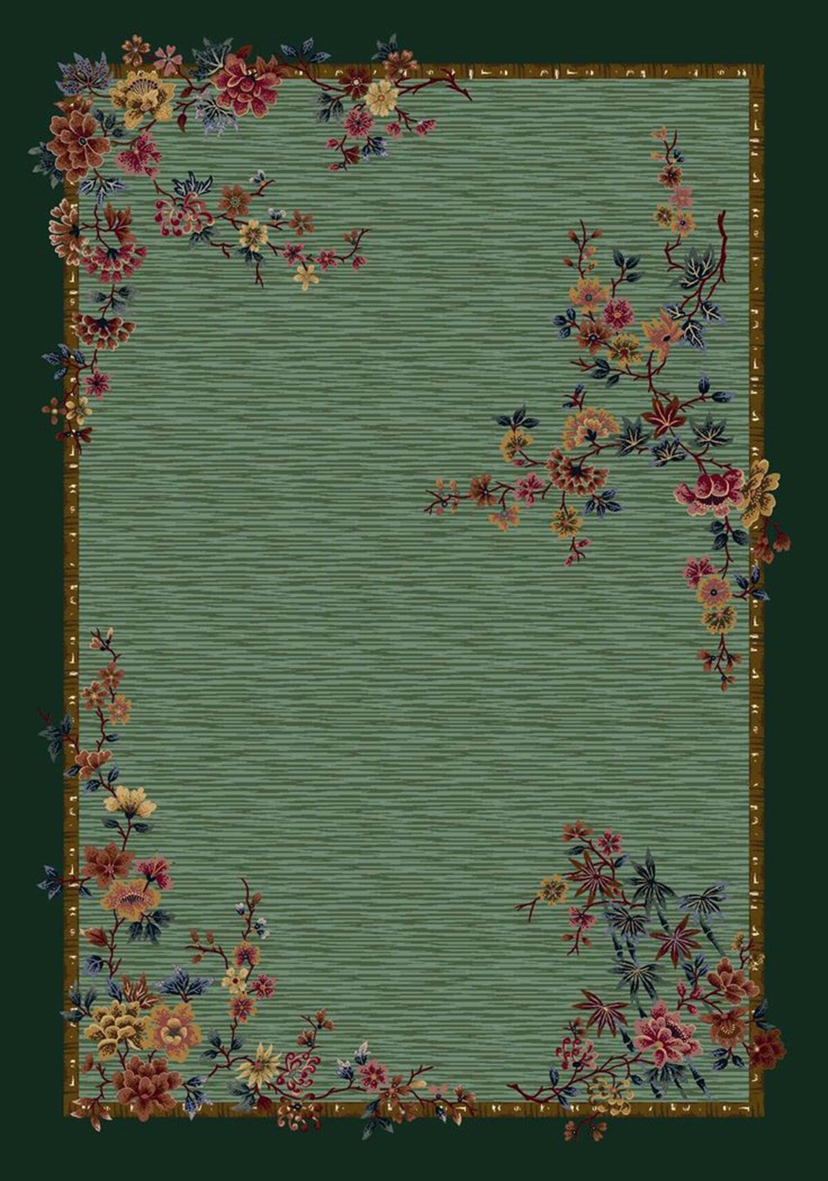 Green Rug, Floral Rug, Area Rug, Rug With Flower Edges, Floral ...