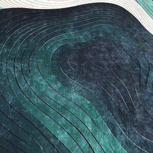 Geometric Rug, Green Rug, Area Rug, Living Room Rug, Water Waves on the ...