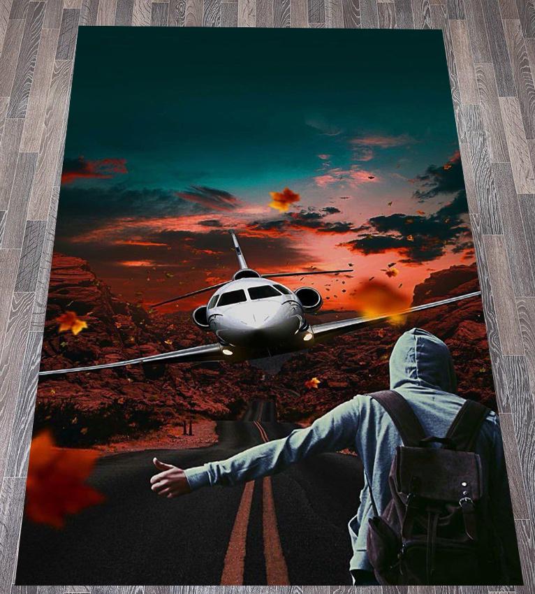 Airplane Visual Themed Rug, Area Rug, Plane Rug, Bedroom Rug, Gift Rug ...