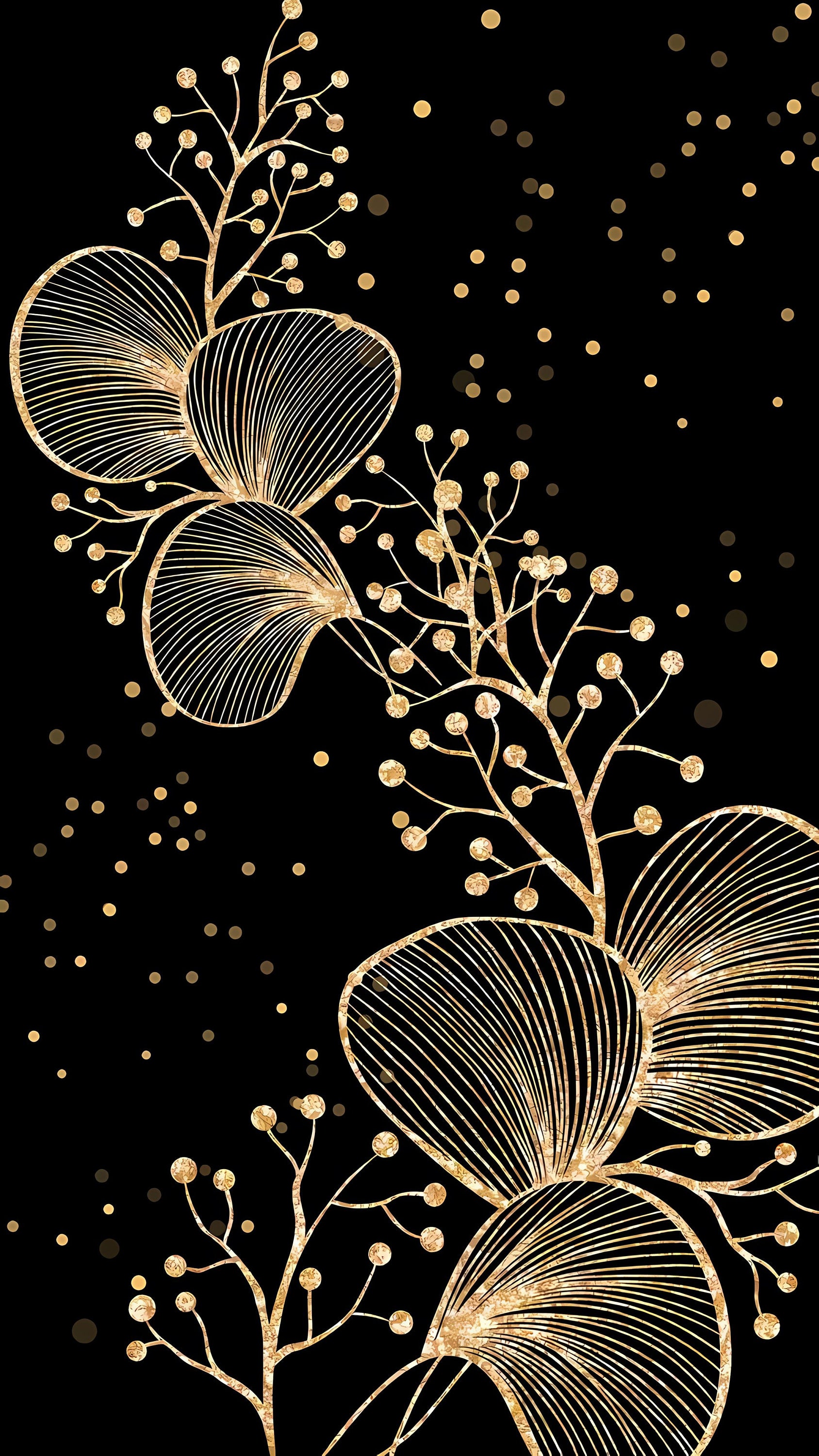 Black Rugs for Living Room, Black and Gold Floral Pattern Rug, Machine ...