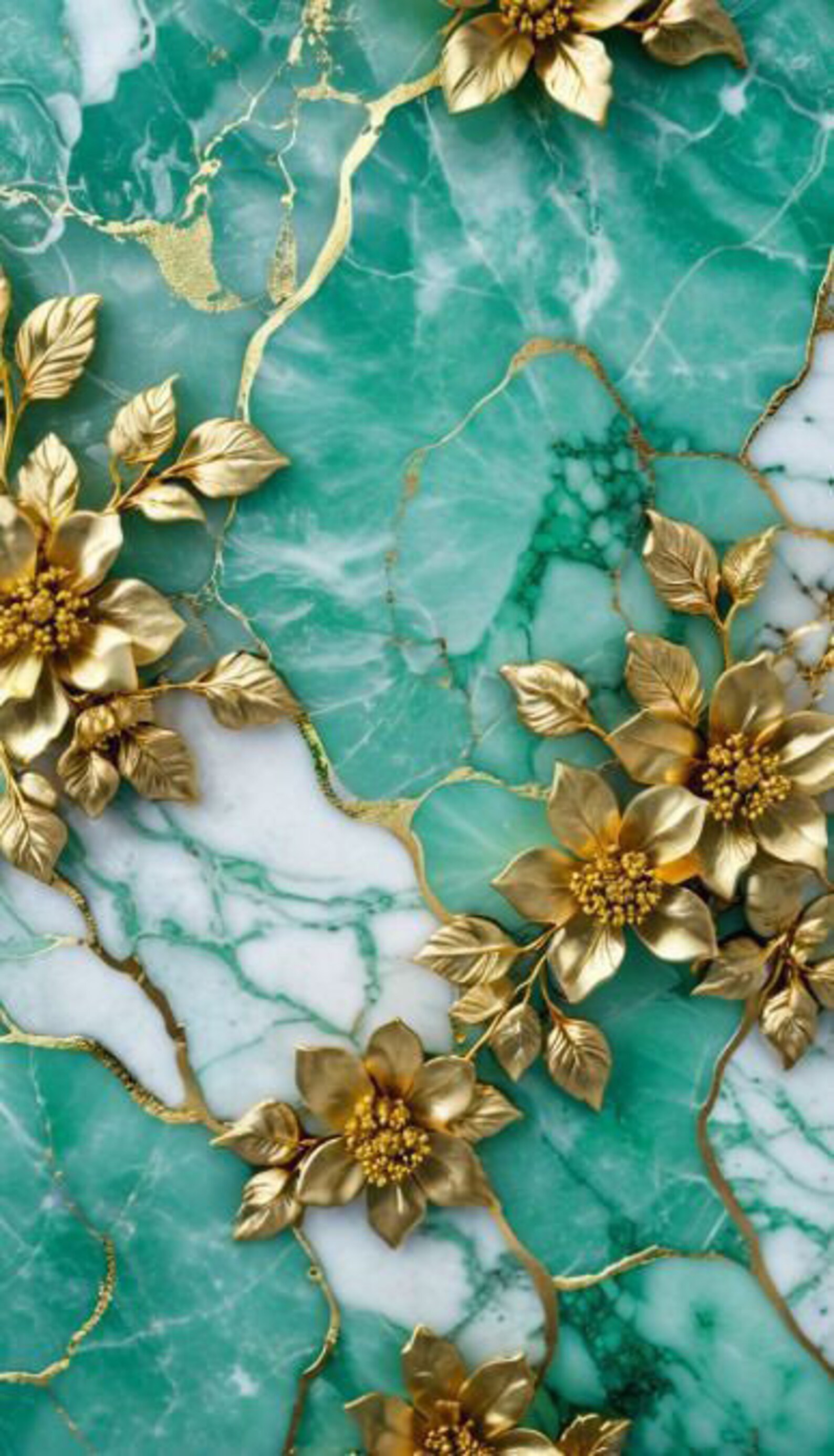 Gold Flowers on Marble Pattern, Marble Rug, Area Rug, Modern Rug ...