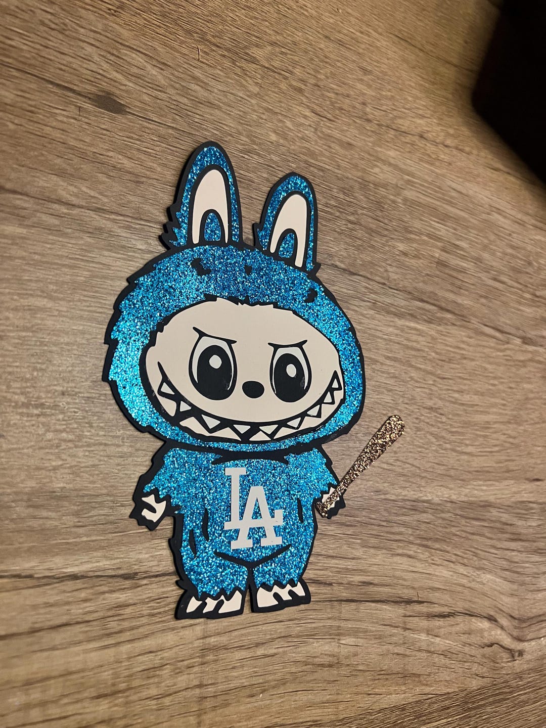 Glitter Blue Dodger's Labubu, Baseball Labubu, Blue Dodger Labubu ...
