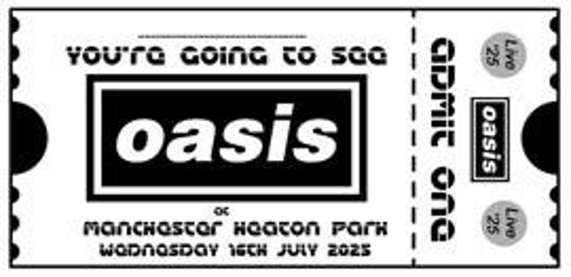 Oasis Tour 2025 Manchester Printable Gift Ticket - Etsy