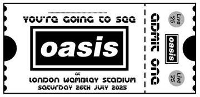 Oasis Tour 2025 London Printable Gift Ticket - Etsy