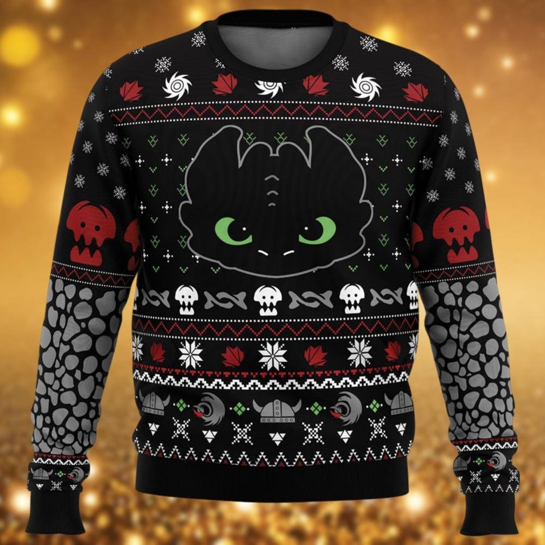 Christmas Toothless Ugly Sweater, How to Train Your Dragons Sweater ...