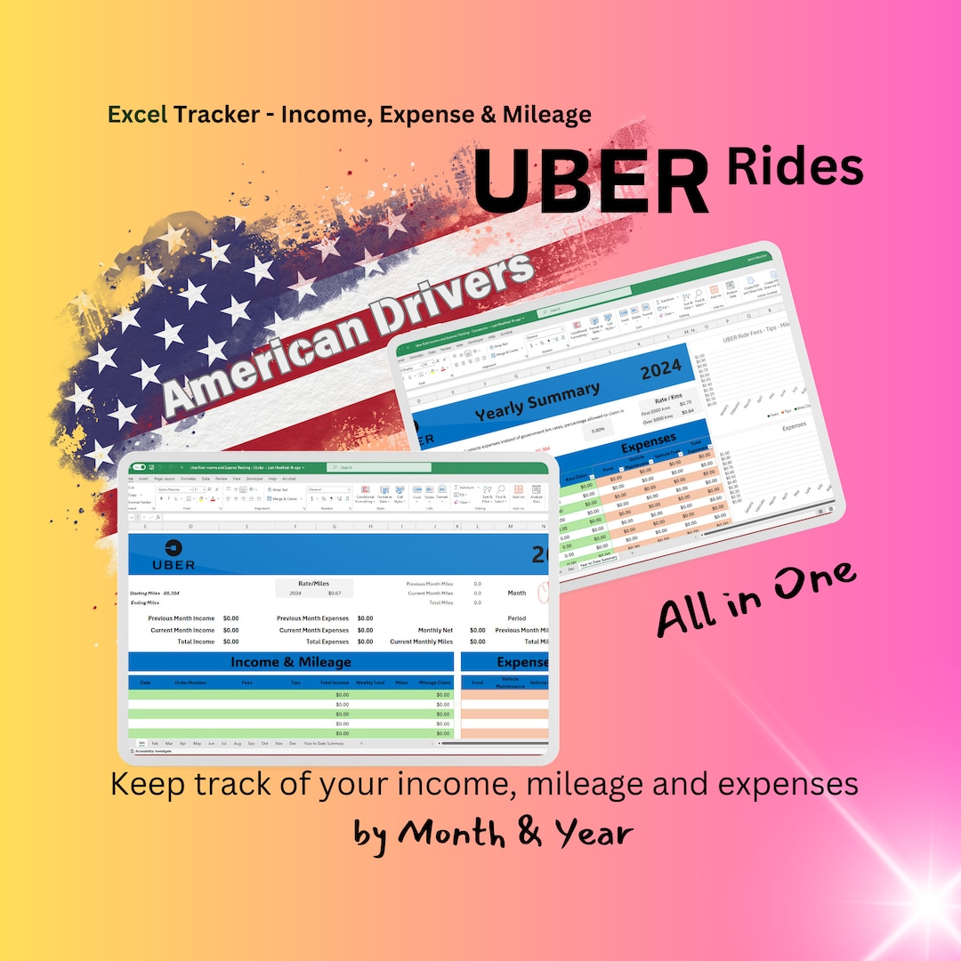 UBER RIDES | All-in-one Excel Spreadsheet | Monthly Income | Expense ...