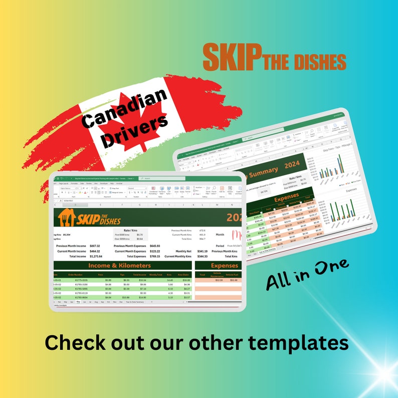 INSTACART| EXCEL TEMPLATE | All in One | Monthly Income, Expense ...