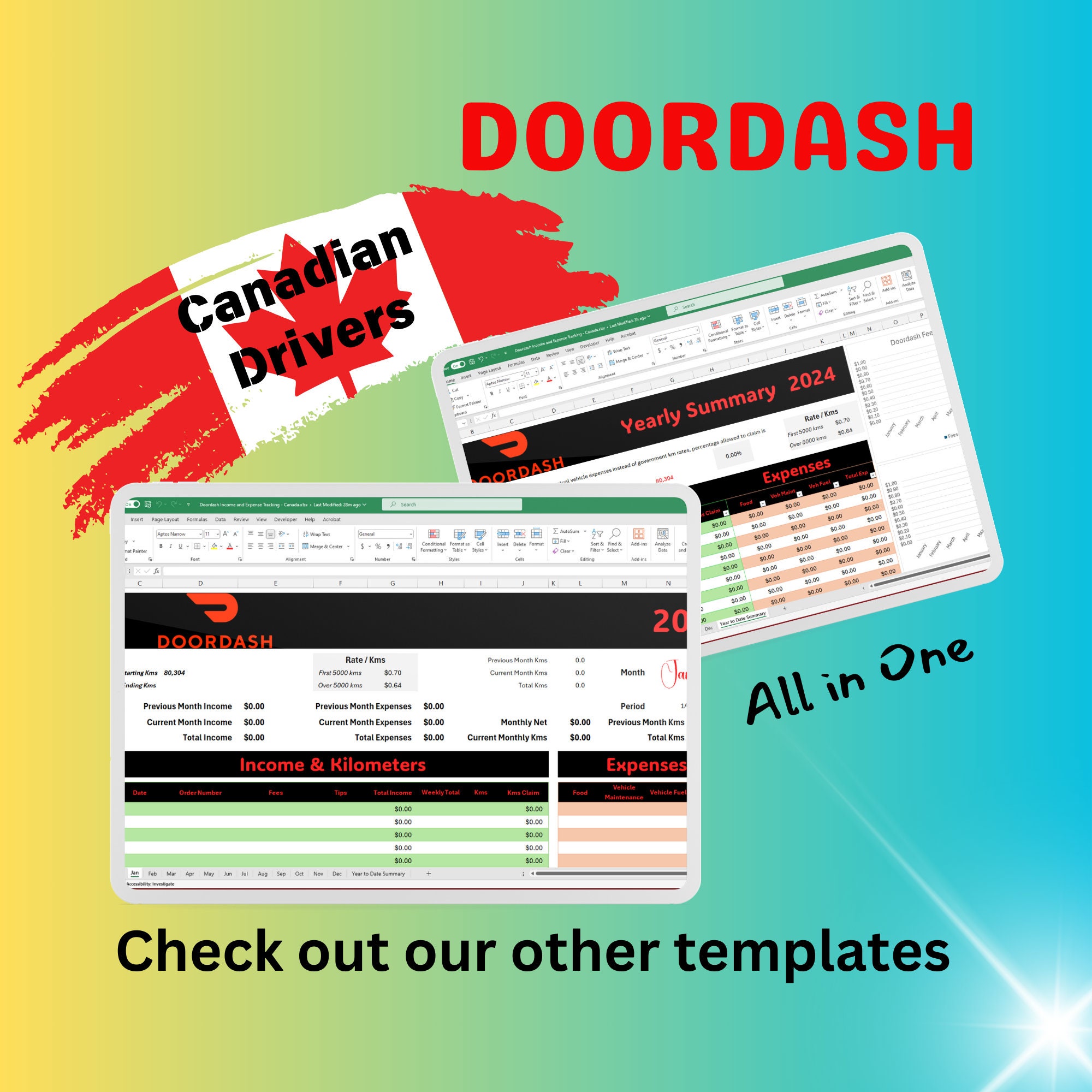 UBER RIDES | All-in-one Excel Spreadsheet | Monthly Income | Expense ...