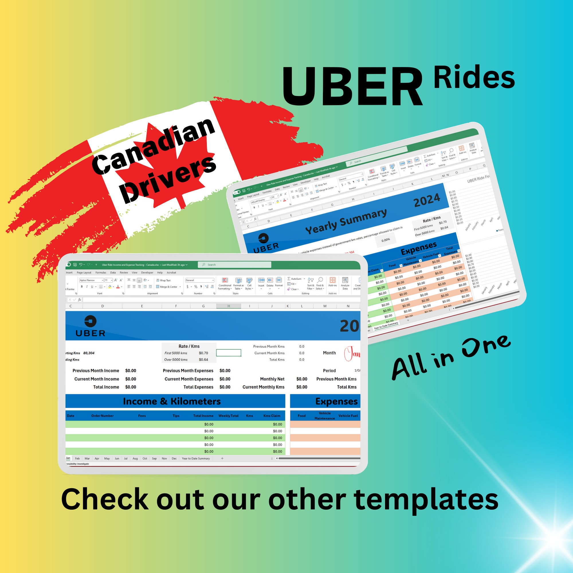 UBER EATS | All-in-one Excel Spreadsheet | Monthly Income | Expense and ...