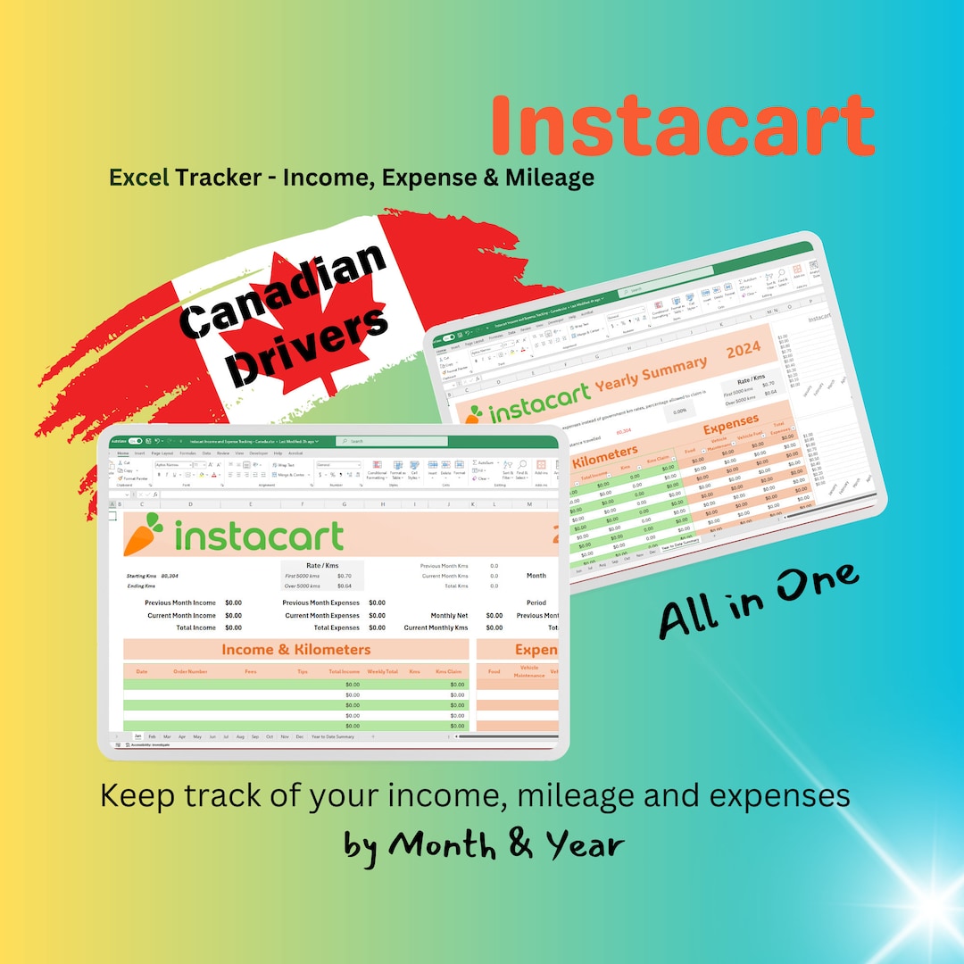 INSTACART| GS TEMPLATE | All in One | Monthly Income, Expense ...